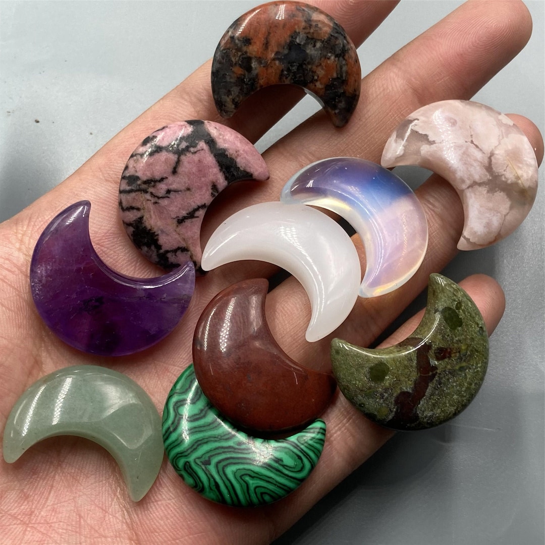 10pcs Natural Mix Quartz Moon,quartz Crystal Moon,mini Moon,crystal ...