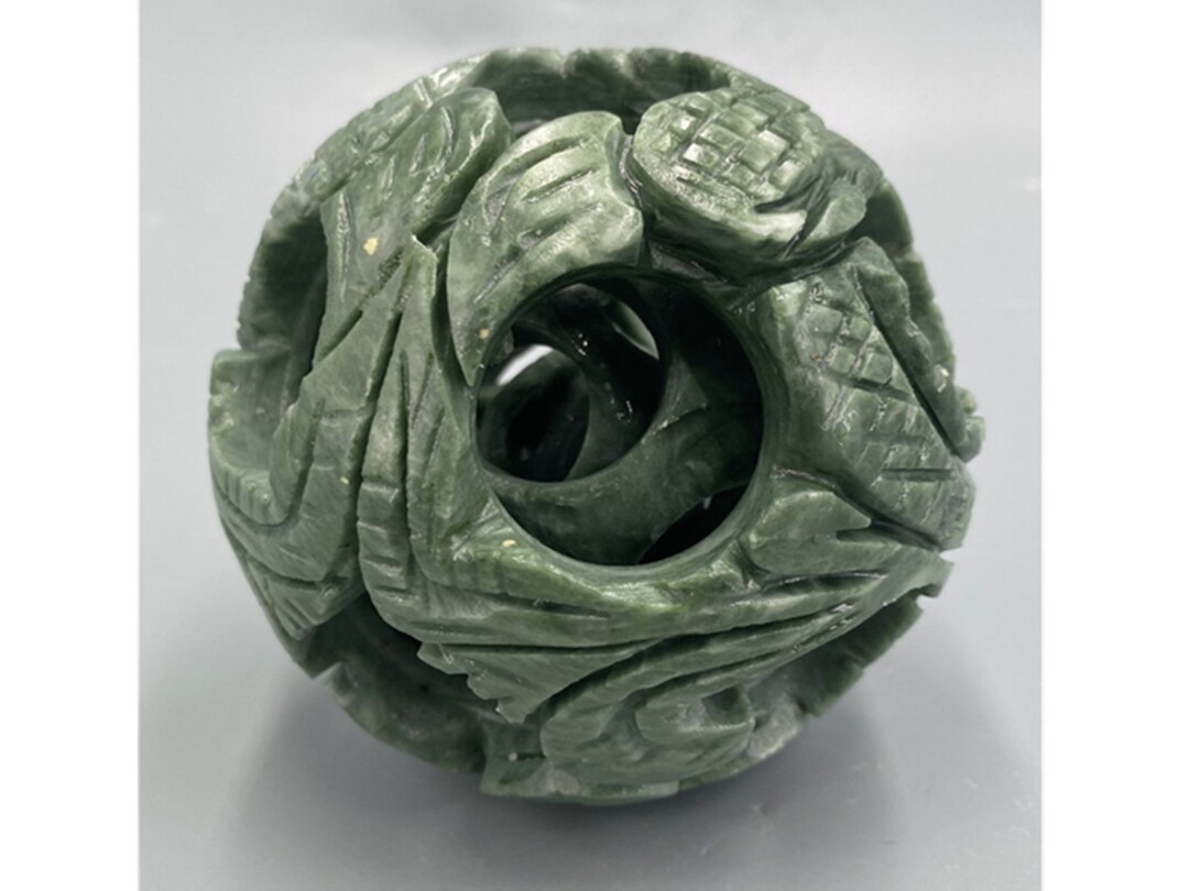 2 Natural Green Jade Carved Ball,exquisite Ball,carved Multilayer ...