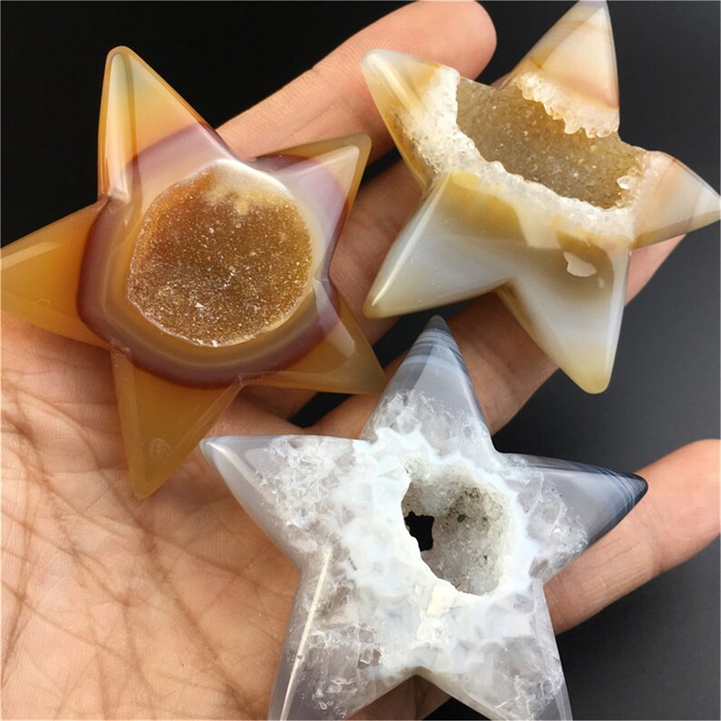 1PC 2 Natural Geode Agate Starquartz Crystal Starhome - Etsy