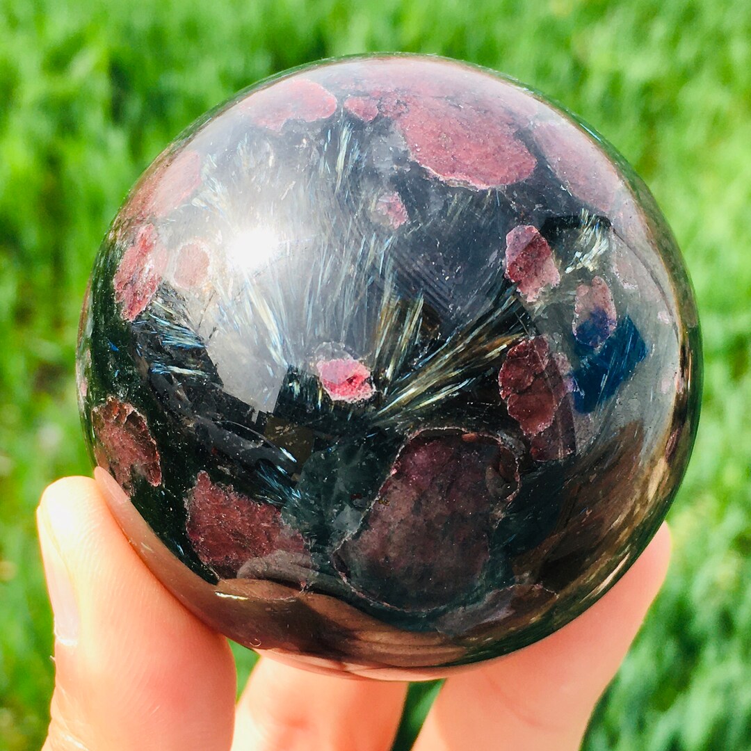 55mm Natural Garnet Astrophyllite Ball,quartz Crystal Sphere,home ...