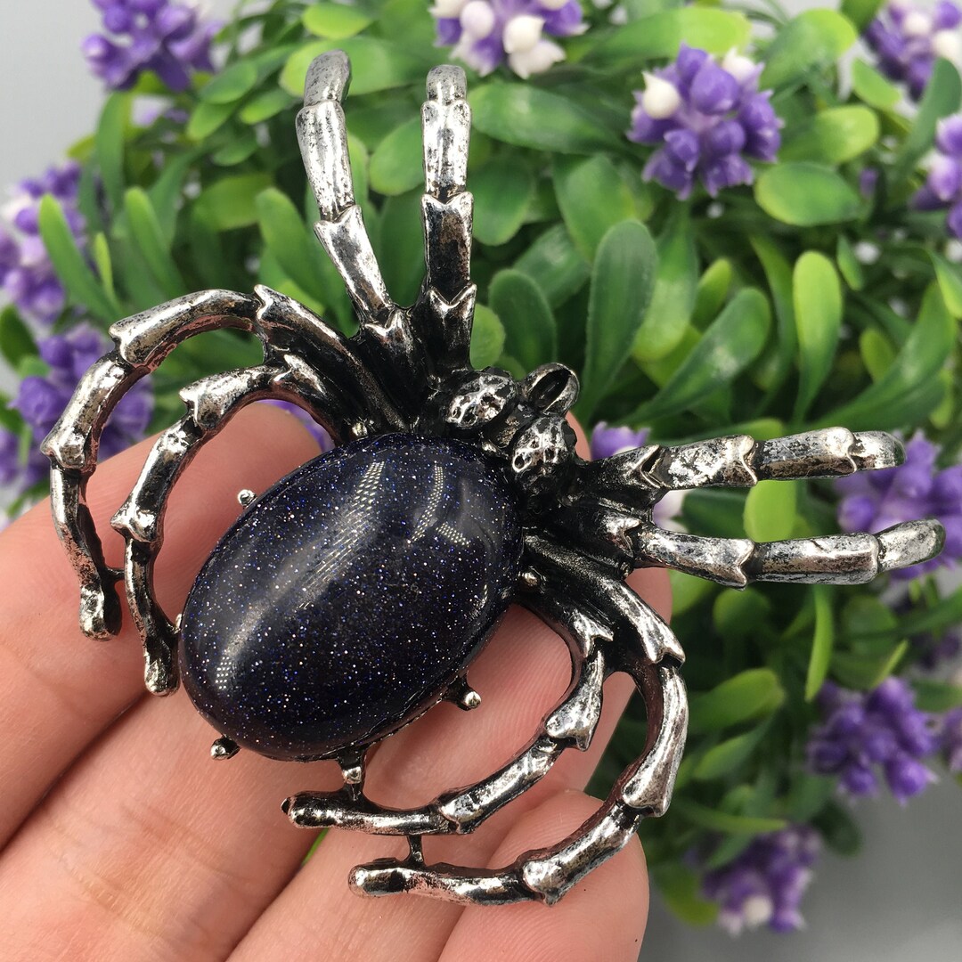 2 Blue Gold Sand Spiderquartz Crystal Insectscrystal - Etsy