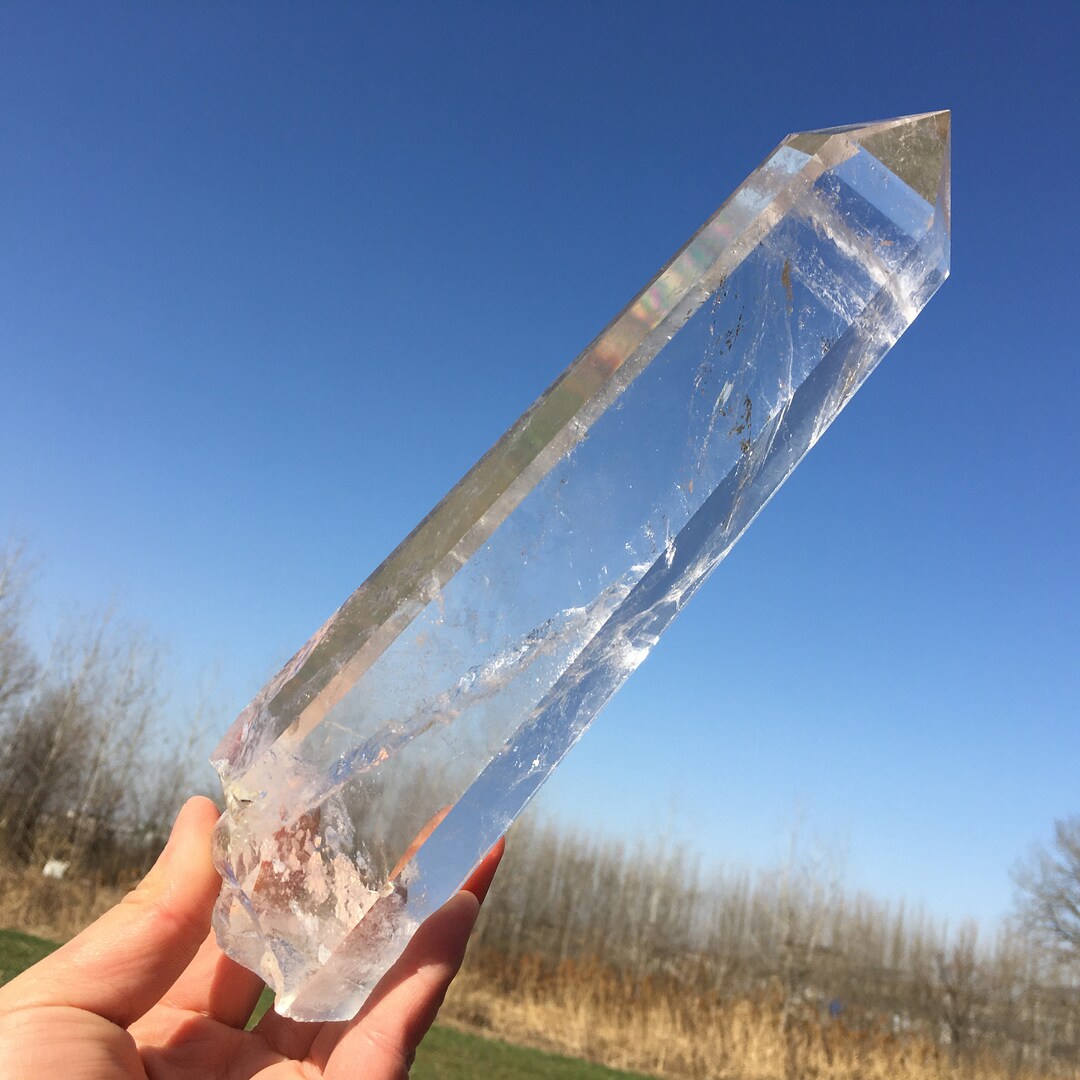2.2LB Natural Clear Quartz Obelisk,big Quartz Crystal Wand Piont ...