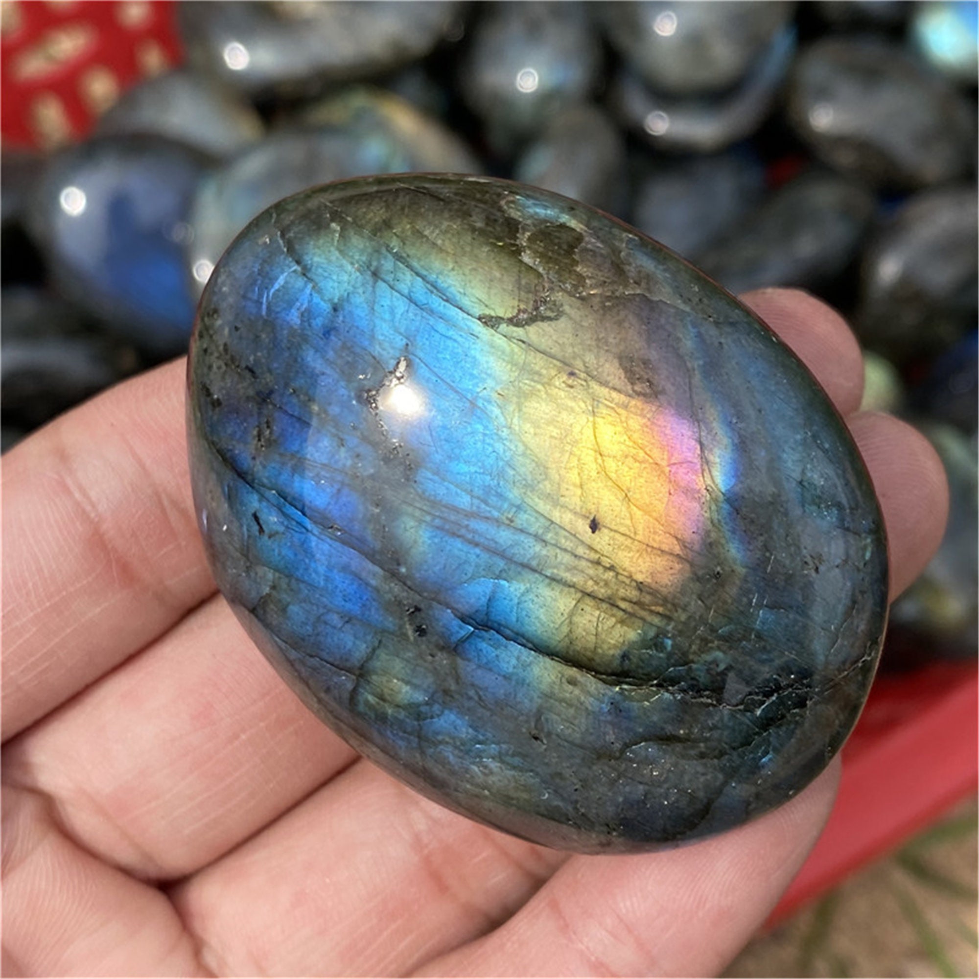 Rocks & Geodes Home & Living Labradorite Palm Stone Labradorite Natural ...