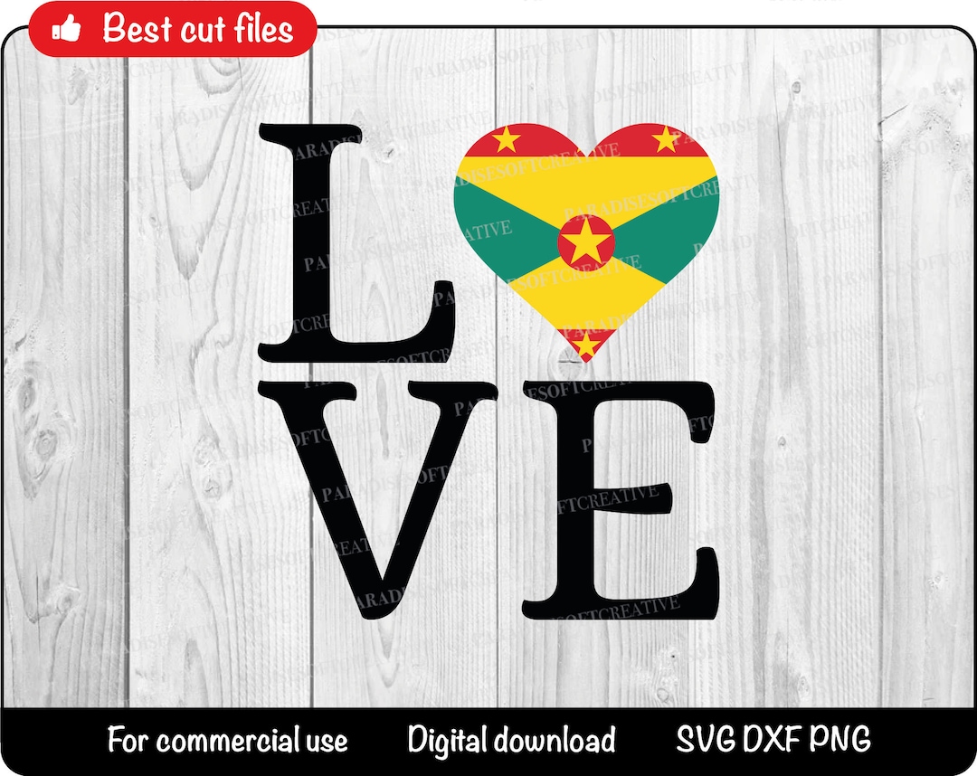Love Grenada SVG, Grenada Flag SVG, Grenada Heart Svg, Grenada Love DXF ...