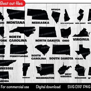 All 50 States SVG Bundle, United States Svg, US Silhouettes and Cut ...
