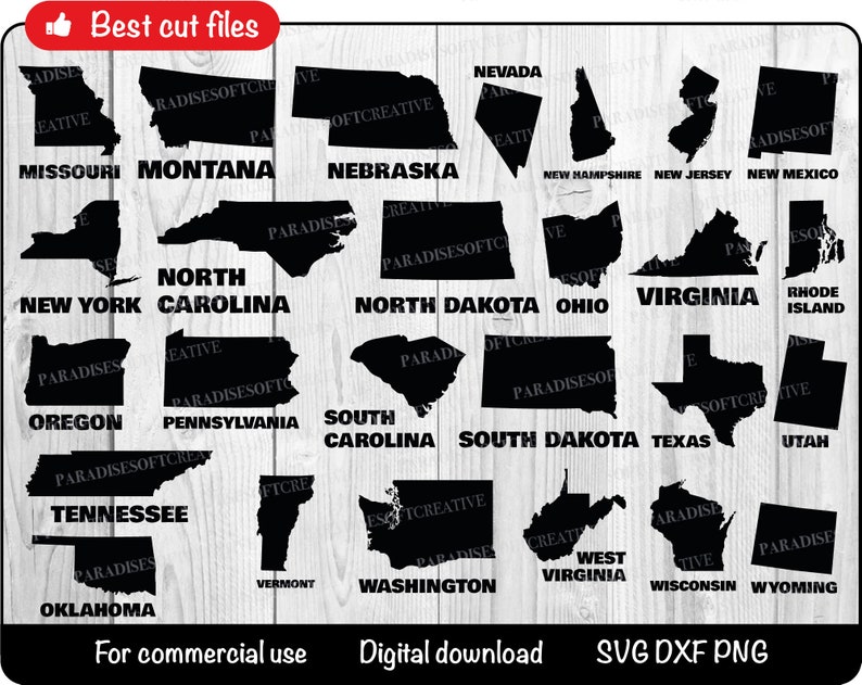 All 50 States SVG Bundle United States Svg US Silhouettes - Etsy