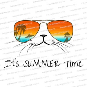 Cool Cat With Sunglasses SVG - Sunset SVG - Summer SVG - Sun and Beach ...