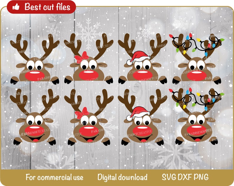 Reindeer SVG, Reindeer Face Svg, Christmas Reindeer Svg, Rudolph ...