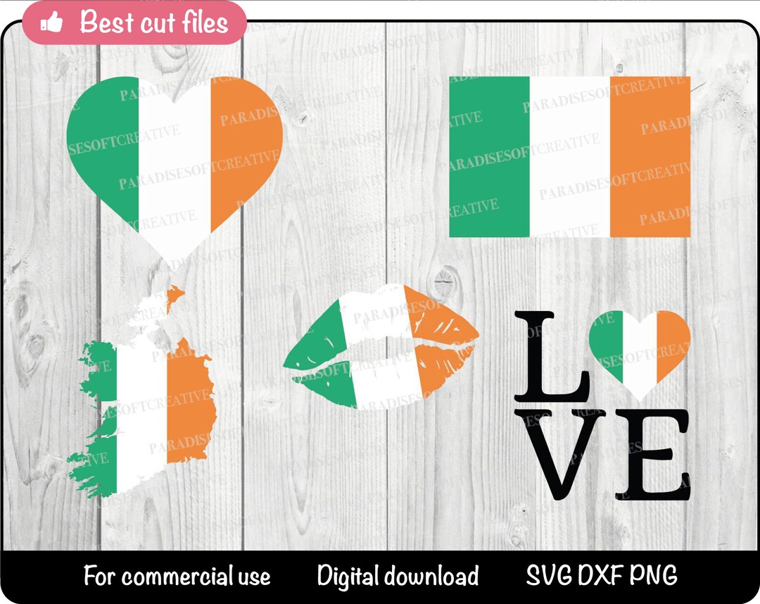 Ireland Flag SVG, Ireland Heart DXF, Ireland Love PNG, I Love Ireland ...