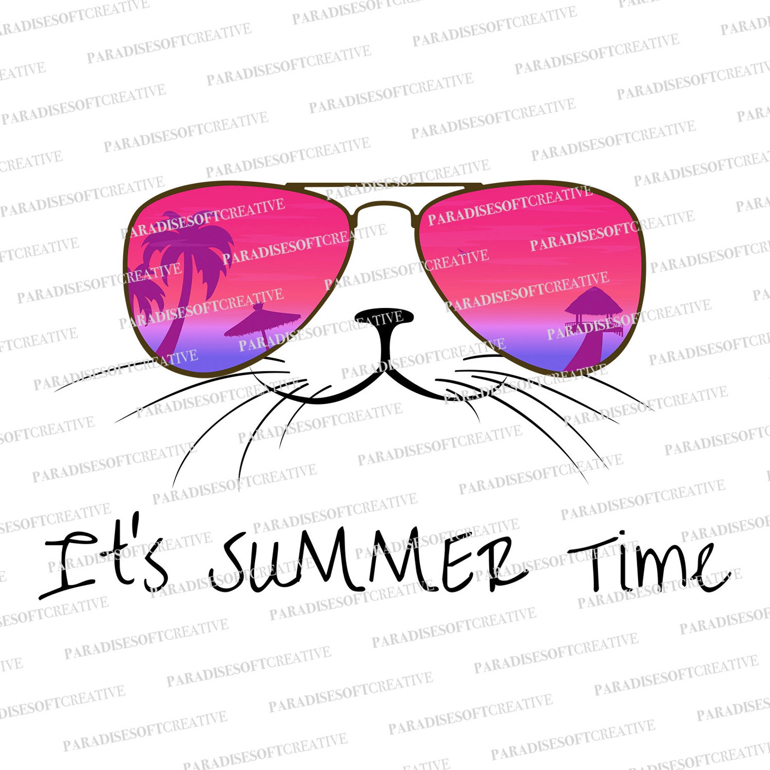 Cool Cat With Sunglasses SVG - Sunset SVG - Summer SVG - Sun and Beach ...