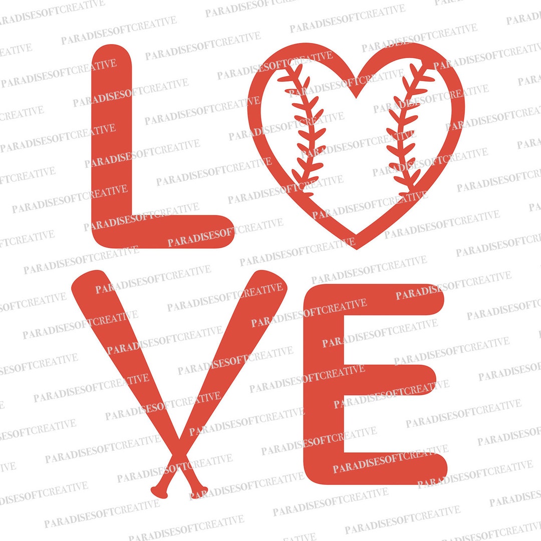 Love Baseball SVG Love Softball SVG Baseball Heart SVG - Etsy