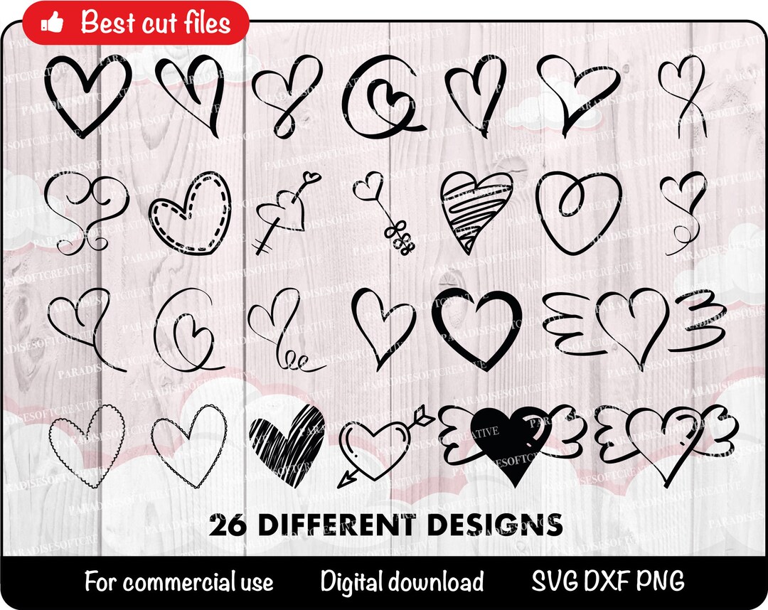 Heart Svg Bundle, Heart Svg, Hand Drawn Hearts Svg, Open Heart Svg ...