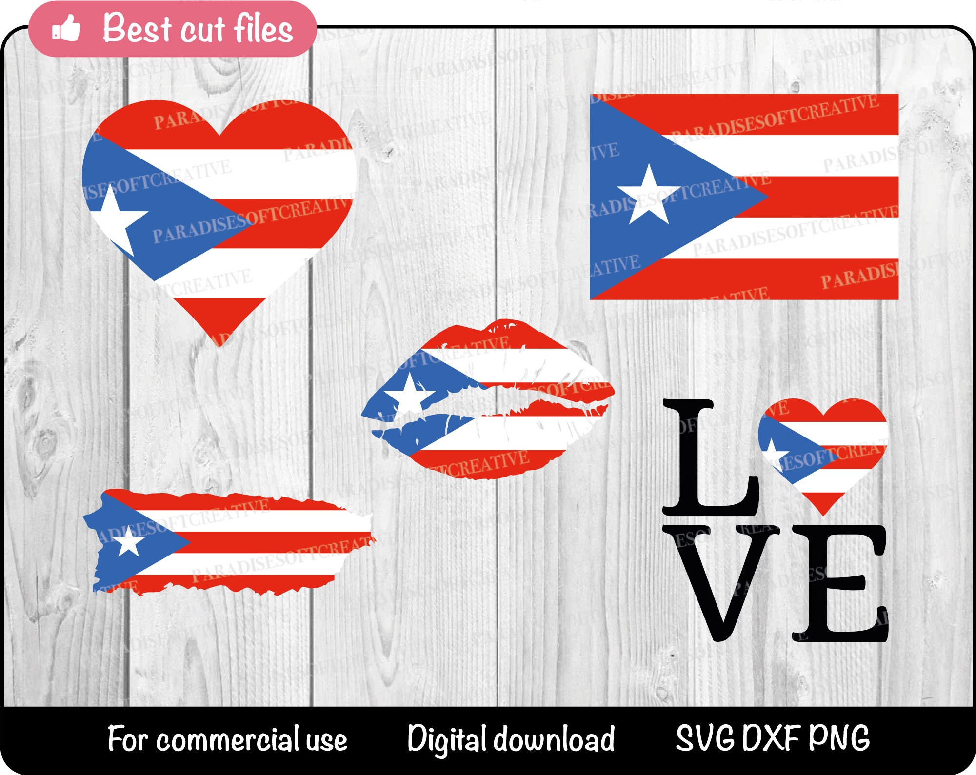 Puerto Rico Flag SVG Puerto Rico Heart DXF Puerto Rico Love | Etsy