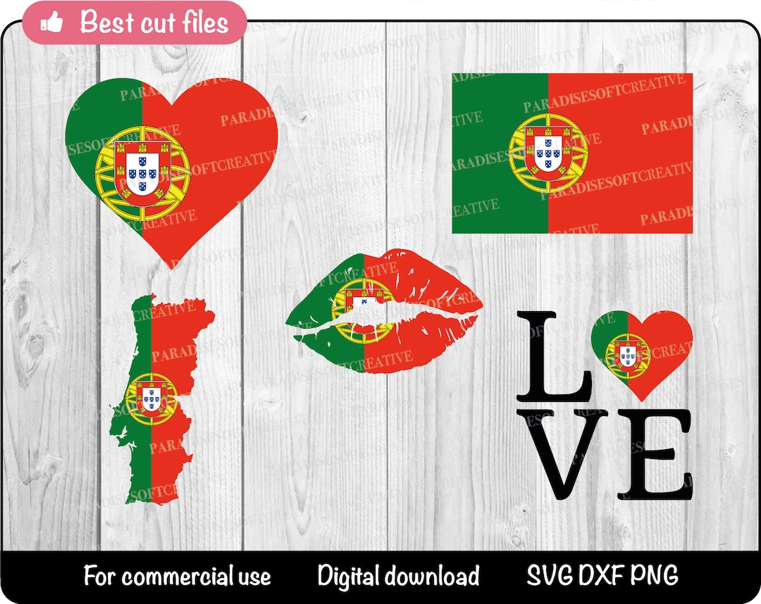 Portugal Flag SVG, Portugal Heart DXF, Portugal Love PNG, I Love ...