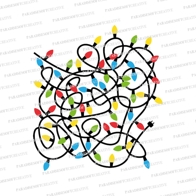 Jumbled Christmas Lights SVG, Mess of Christmas Lights SVG, Tangled ...