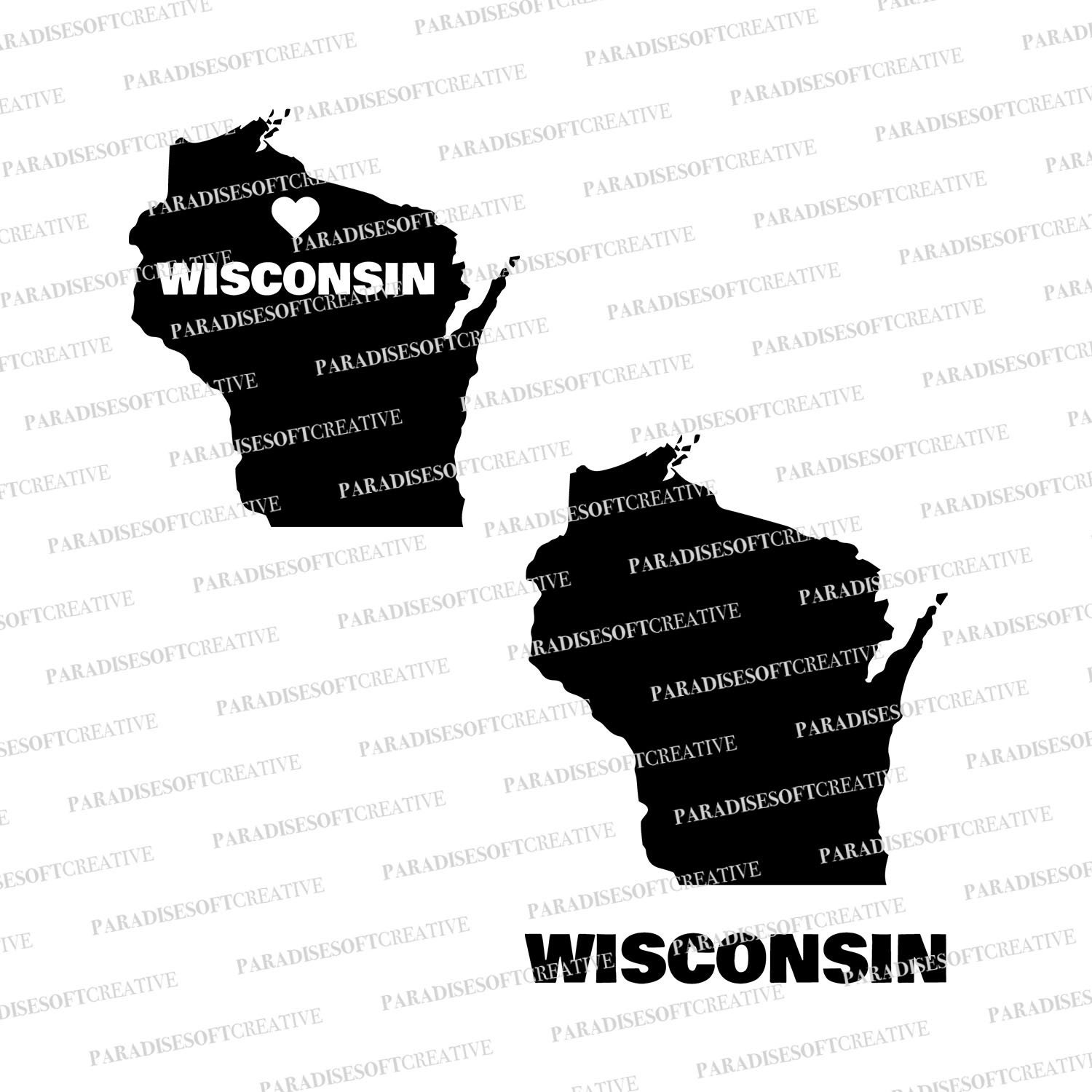 Wisconsin SVG, Wisconsin Shape State, Wisconsin Silhouette, Wisconsin ...
