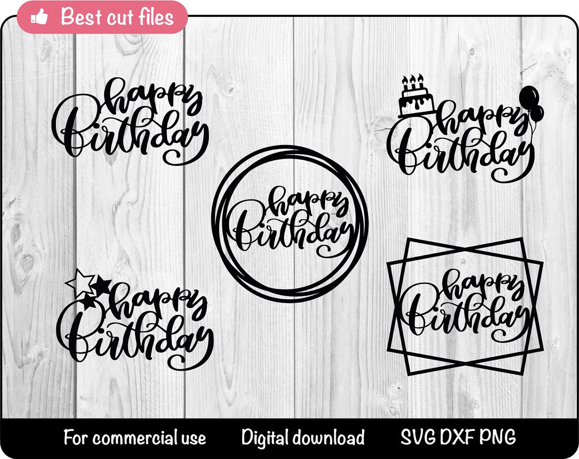 Brithday Cake Topper SVG Happy Birthday SVG Happy Birthday - Etsy