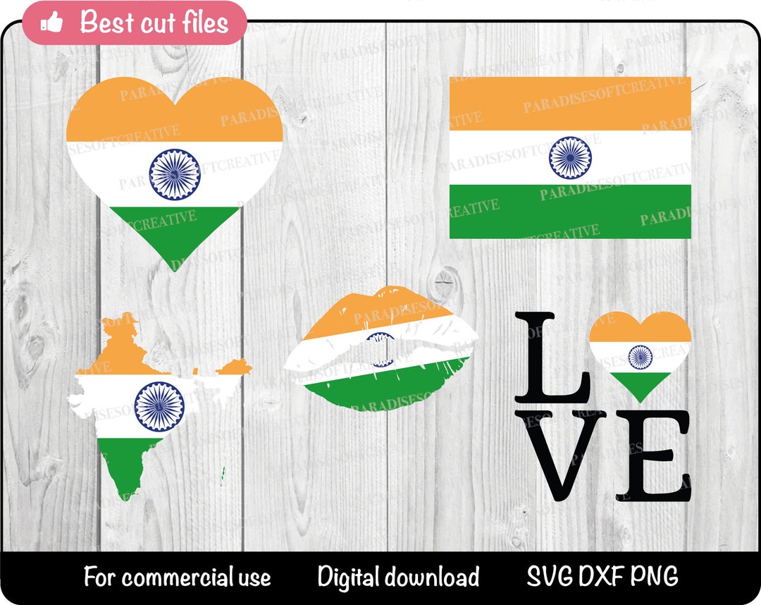 India Flag SVG, India Heart Svg, India Love SVG, I Love India, Cut File ...
