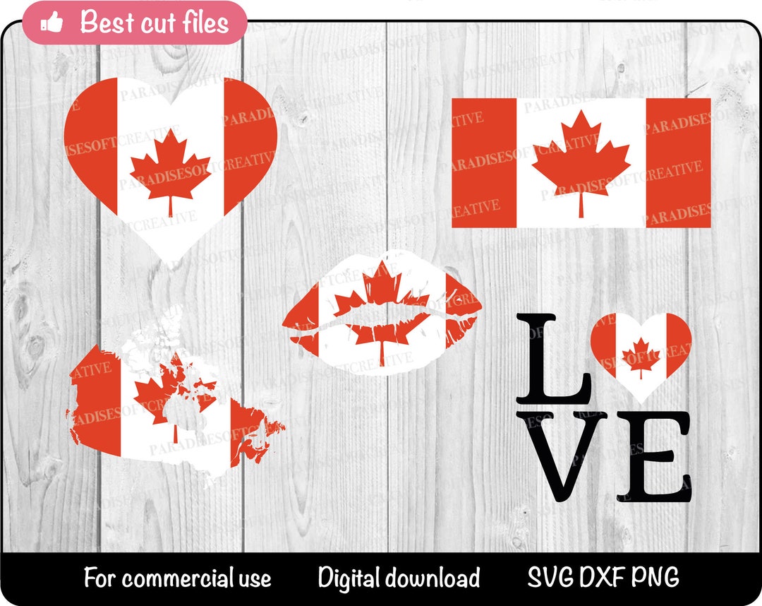 Canada Flag SVG, Canada Heart DXF, Canada Love PNG, I Love Canada ...