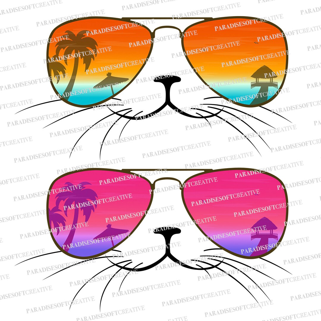 Cool Cat With Sunglasses SVG - Sunset SVG - Summer SVG - Sun and Beach ...
