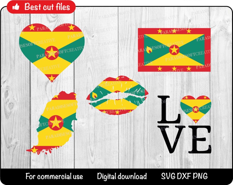 Grenada Flag SVG Grenada Heart Svg Grenada Love SVG Love - Etsy