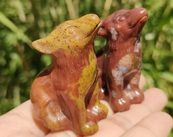Carved Jasper Wolf - Etsy