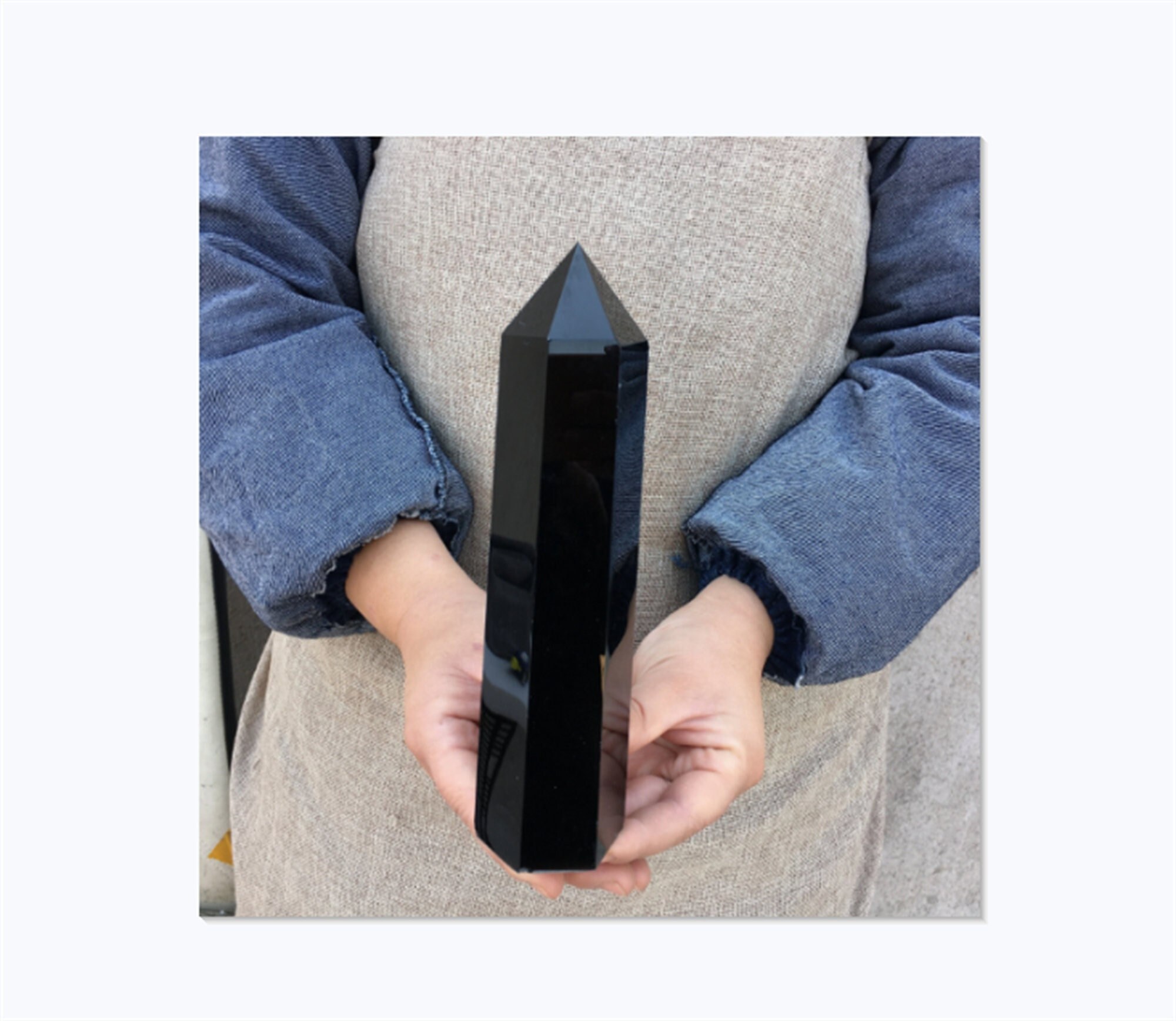 400g Natural Obsidian Tower Quartz Obeliskquartz - Etsy