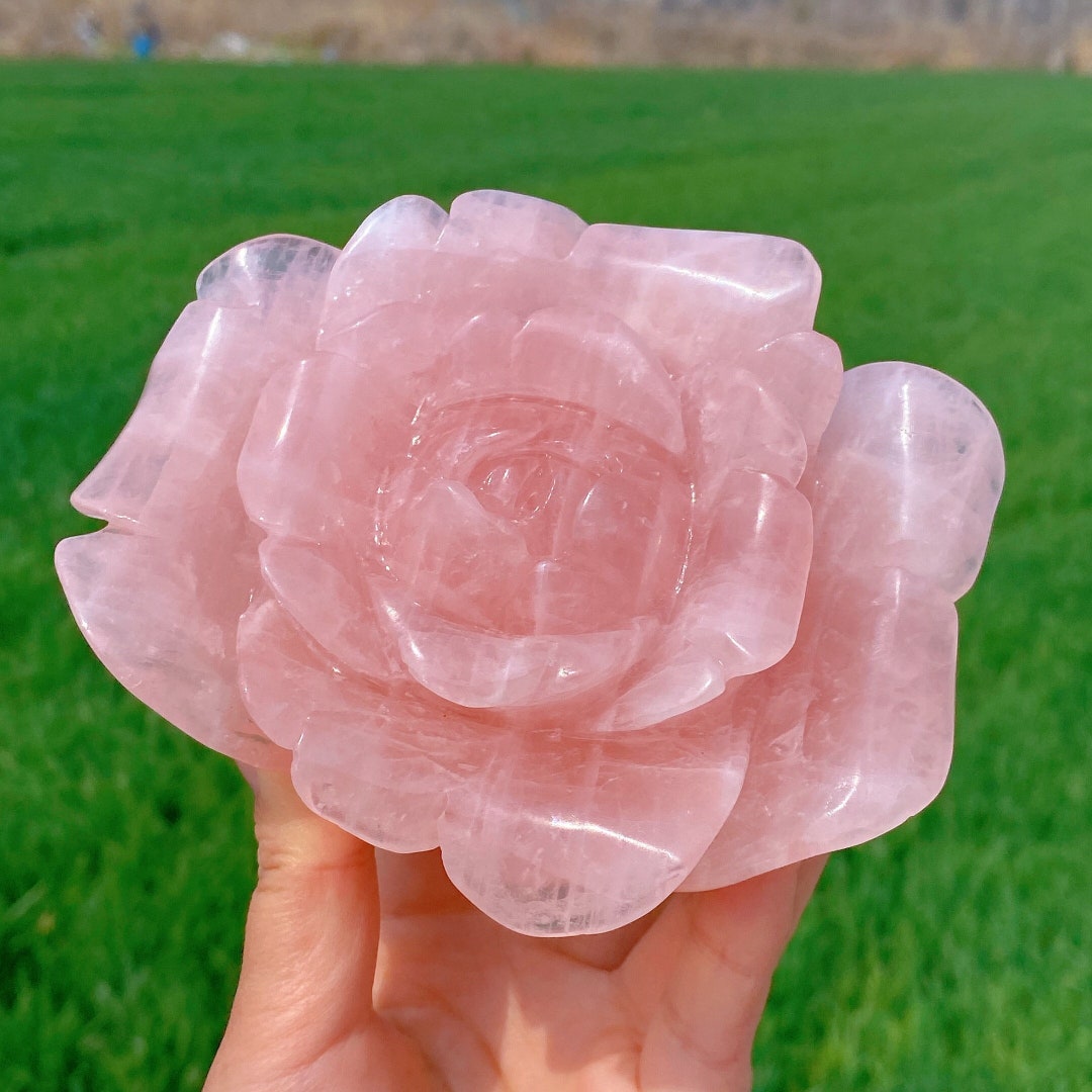 Natural Rose Quartz Flower,quartz Crystal Flower,crystal Carving,reiki ...