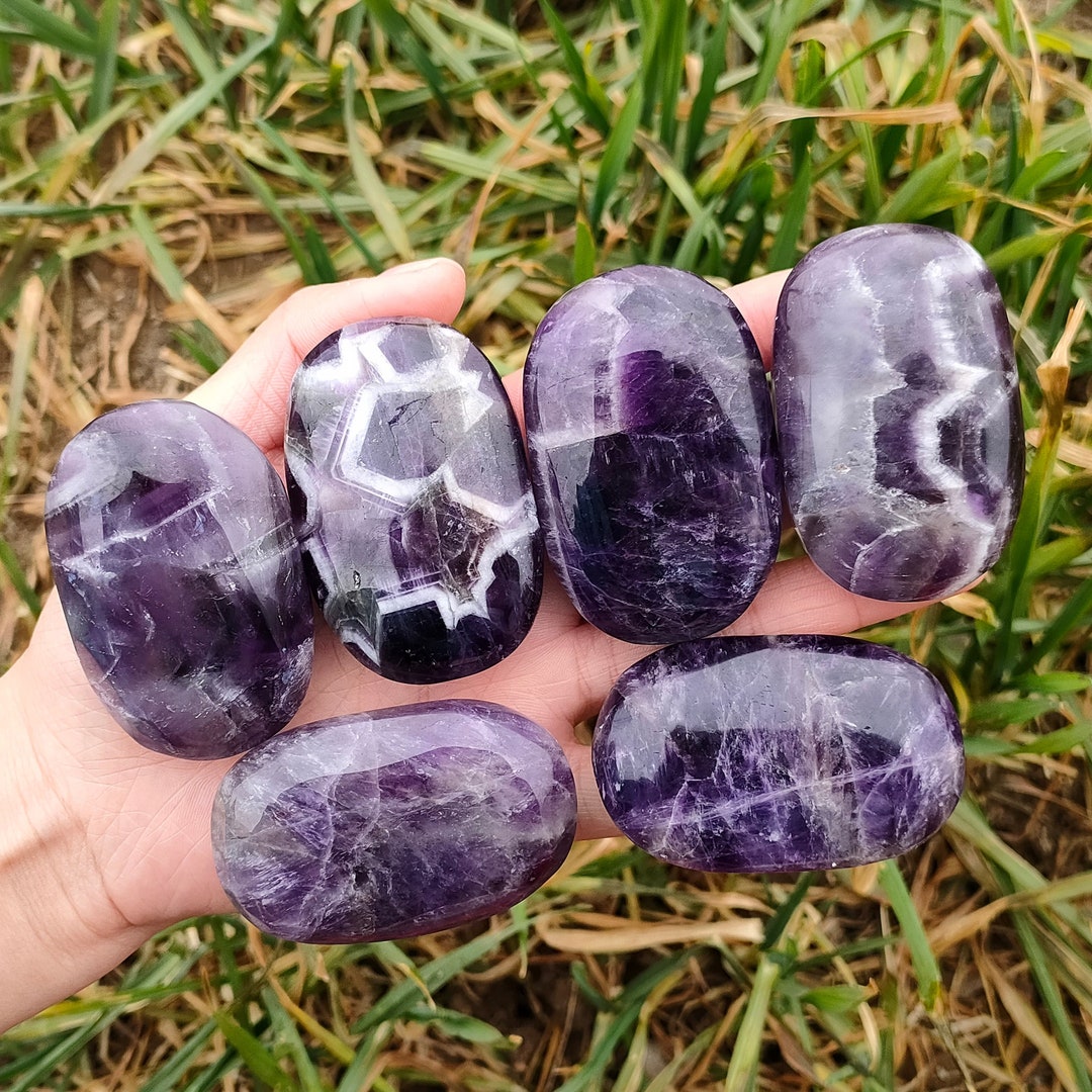 Natural Dream Amethyst Palm Stone,quartz Palm Stone,mineral Samples,reiki Heal,quartz Crystal ...
