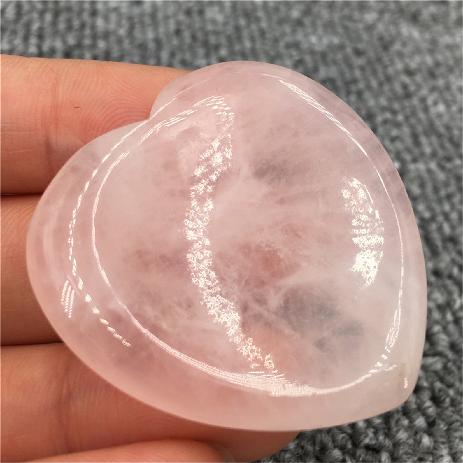 2pc Hand Carved Natural Rose Quartz Crystal Mini Heart | Etsy