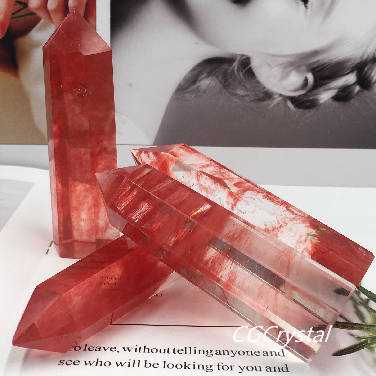 2pc Red Smelting Stone Quartz Crystal Obeliskhome - Etsy