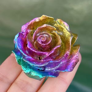 Rainbow Titanium Rose Flower,quartz Crystal Flower,mineral Sample,reiki ...