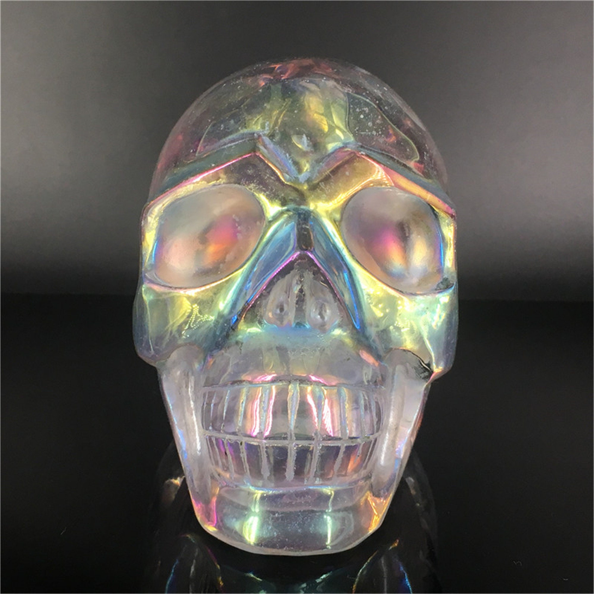 4 Titanium Rainbow Skull Carved Quartz Skull Healing | Etsy