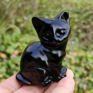 A Pair Natural Obsidian Cat,quartz Crystal Cat,crystal Energy,crystal ...