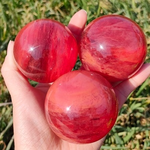 1pc Red Melting Stone Ball,quartz Crystal Sphere,mineral Specimens ...