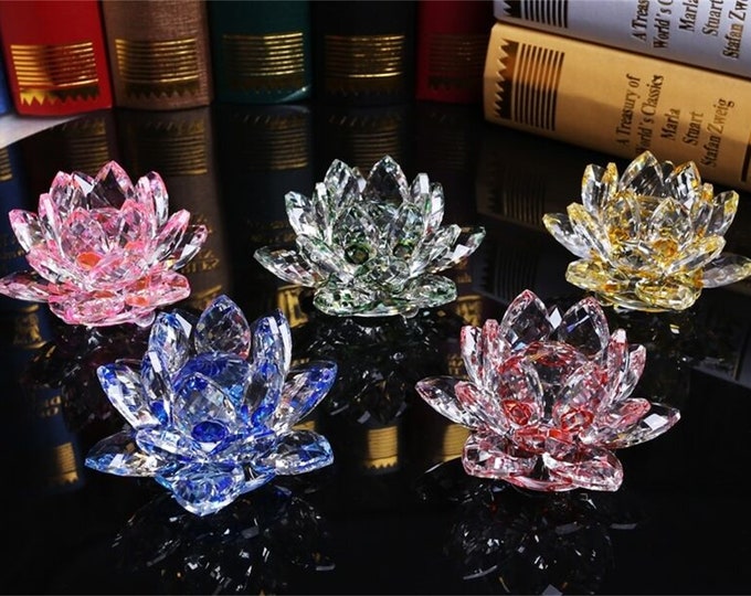 Blown Glass Lotus Flower Sculpture Handmade Japanese Inspired Art for ...