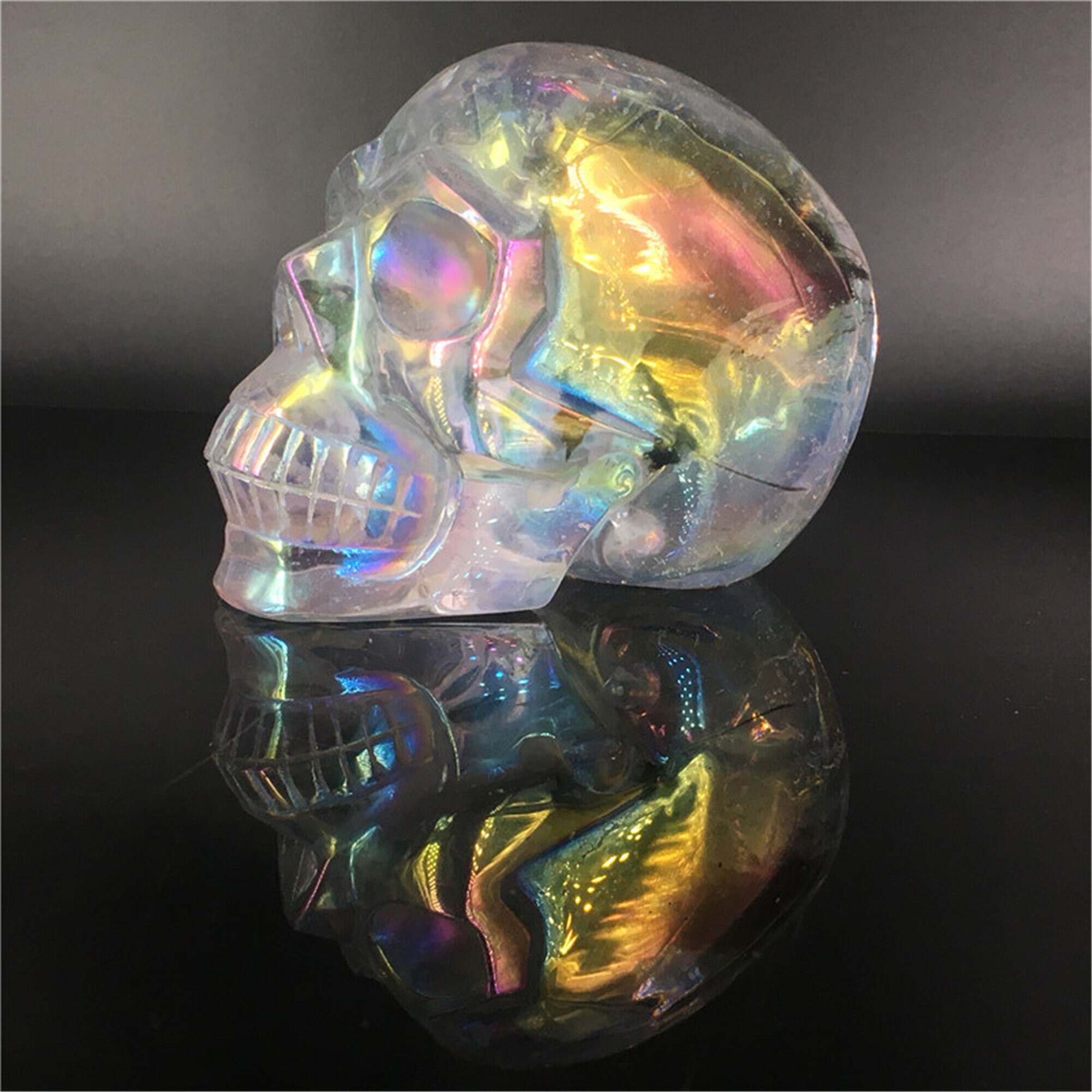 4 Titanium Rainbow Skull Carved Quartz Skull Healing | Etsy