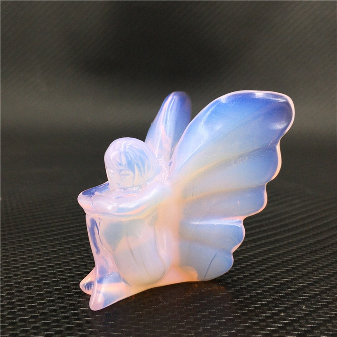 1pc Hand Carved Pink Opalite Angel,quartz Crystal Fairy,reiki Healing ...