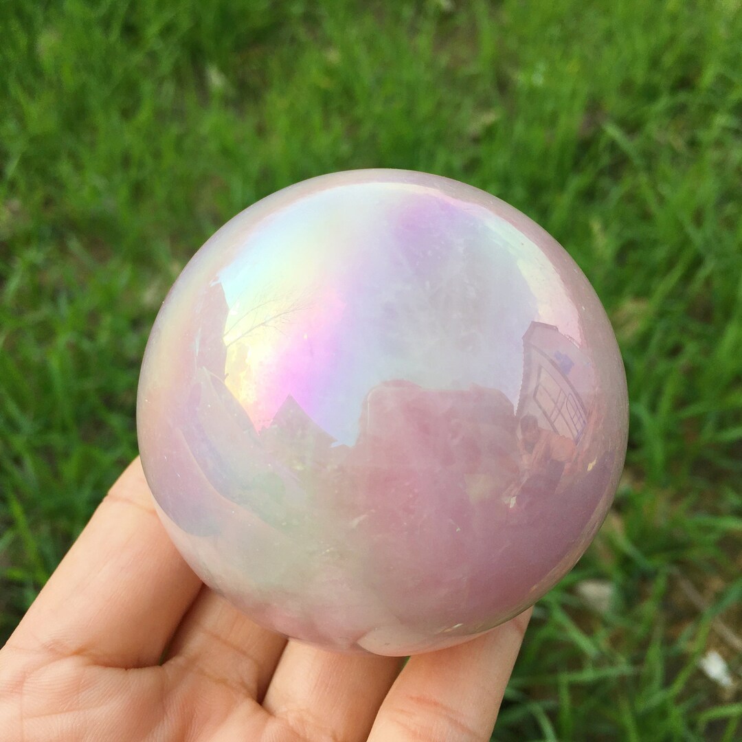 60mm Titanium Rainbow Rose Quartz Ball,quartz Crystal Ball,crystal Heal ...