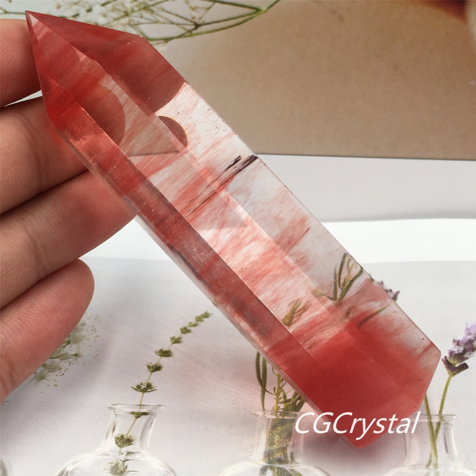 2pc Red Smelting Stone Quartz Crystal Obeliskhome - Etsy