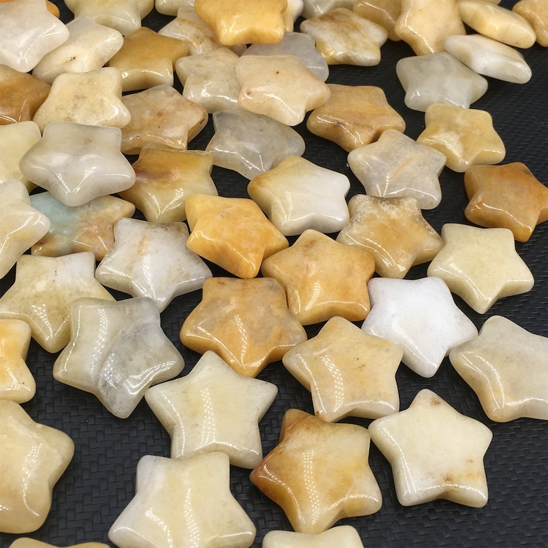 5PC Natural Yellow Jade Quartz Crystal Starcarved Quartz - Etsy