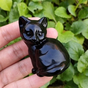 A Pair Natural Obsidian Cat,quartz Crystal Cat,crystal Energy,crystal ...
