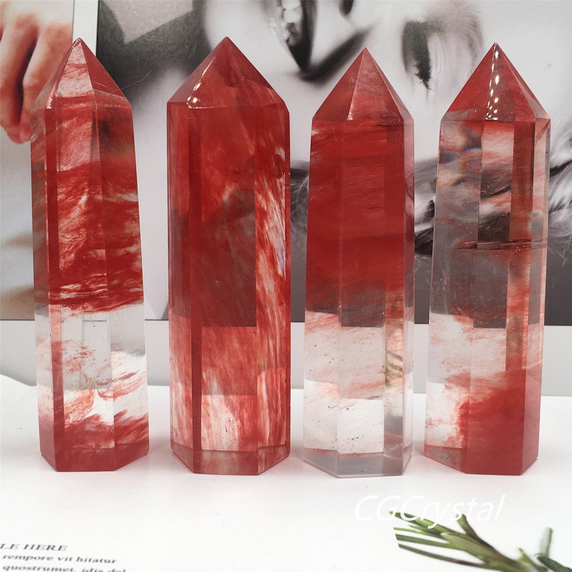 2pc Red Smelting Stone Quartz Crystal Obeliskhome - Etsy