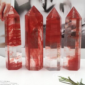 2pc Red Smelting Stone Quartz Crystal Obelisk,home Decoration,crystal ...