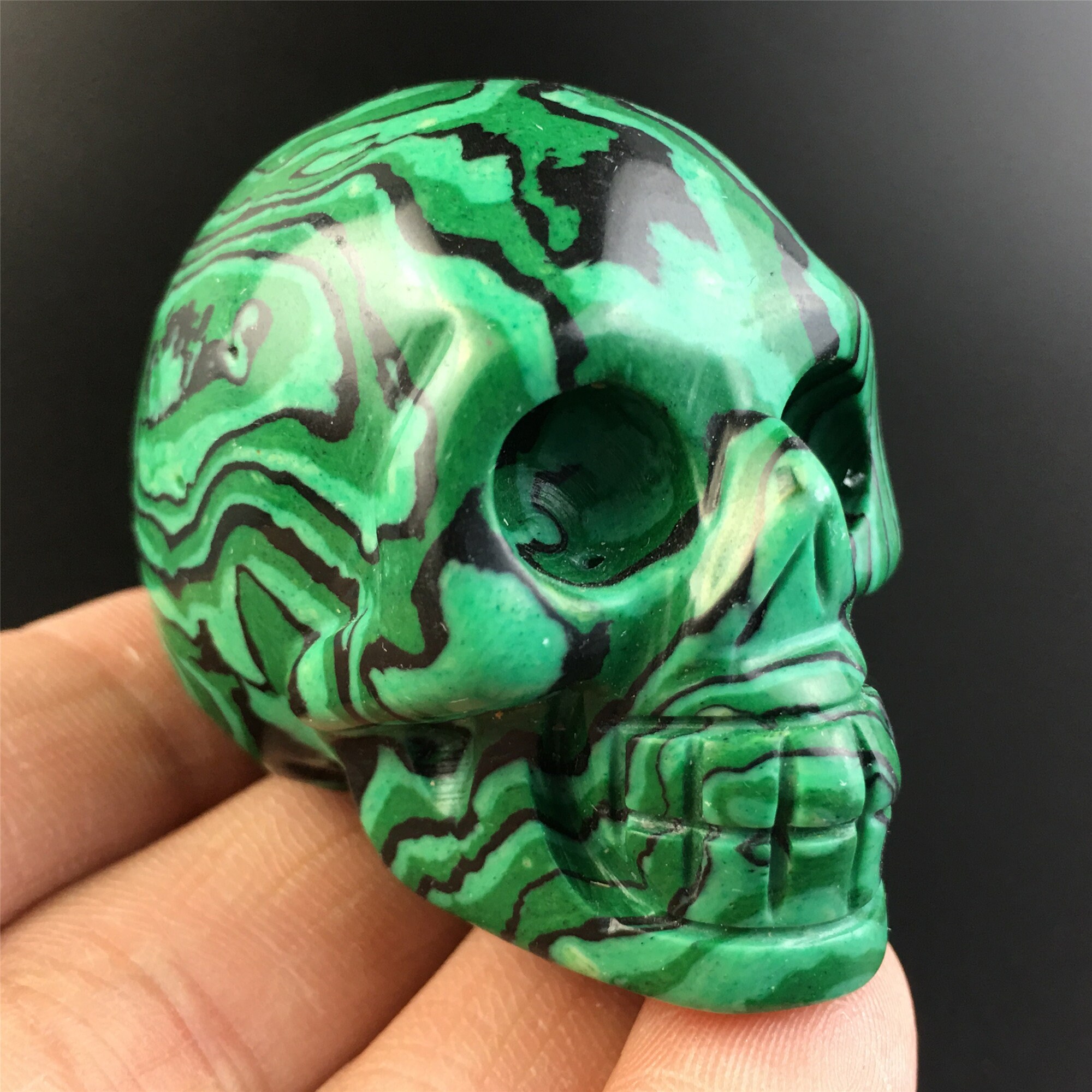 2 Malachite Quartz Crystal Hand-Carved SkullRockHome | Etsy