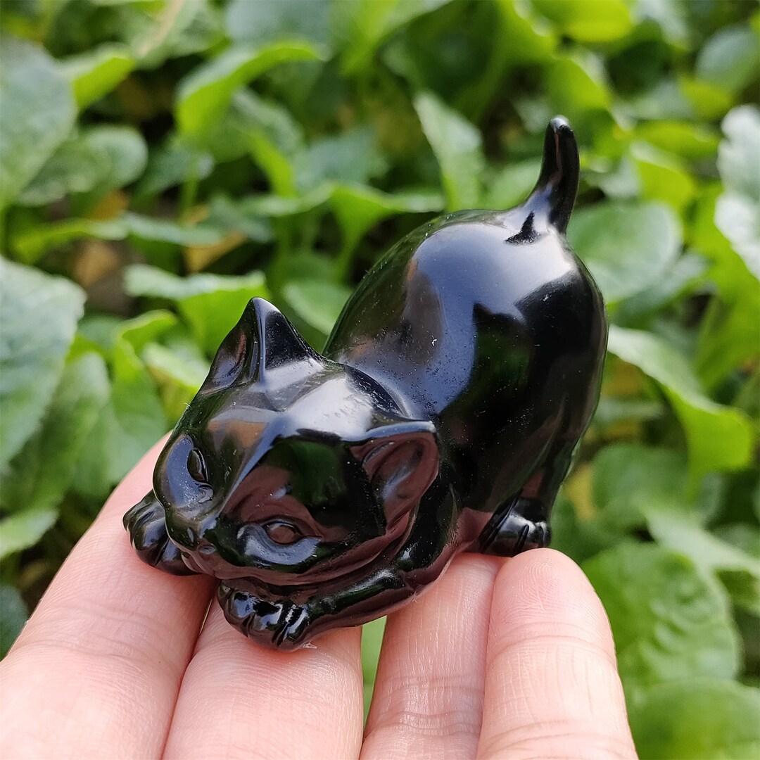 1pc Natural Obsidian Cat,quartz Crystal Cat,crystal Energy,crystal Heal ...