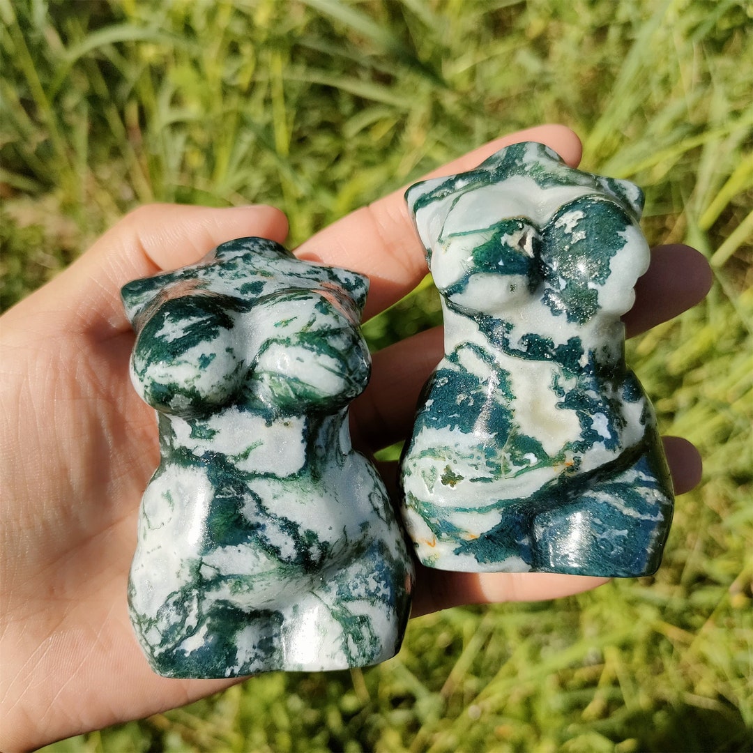 3 Natural Moss Agate Plus Size Goddess,quartz Beauty,crystal Beauty ...