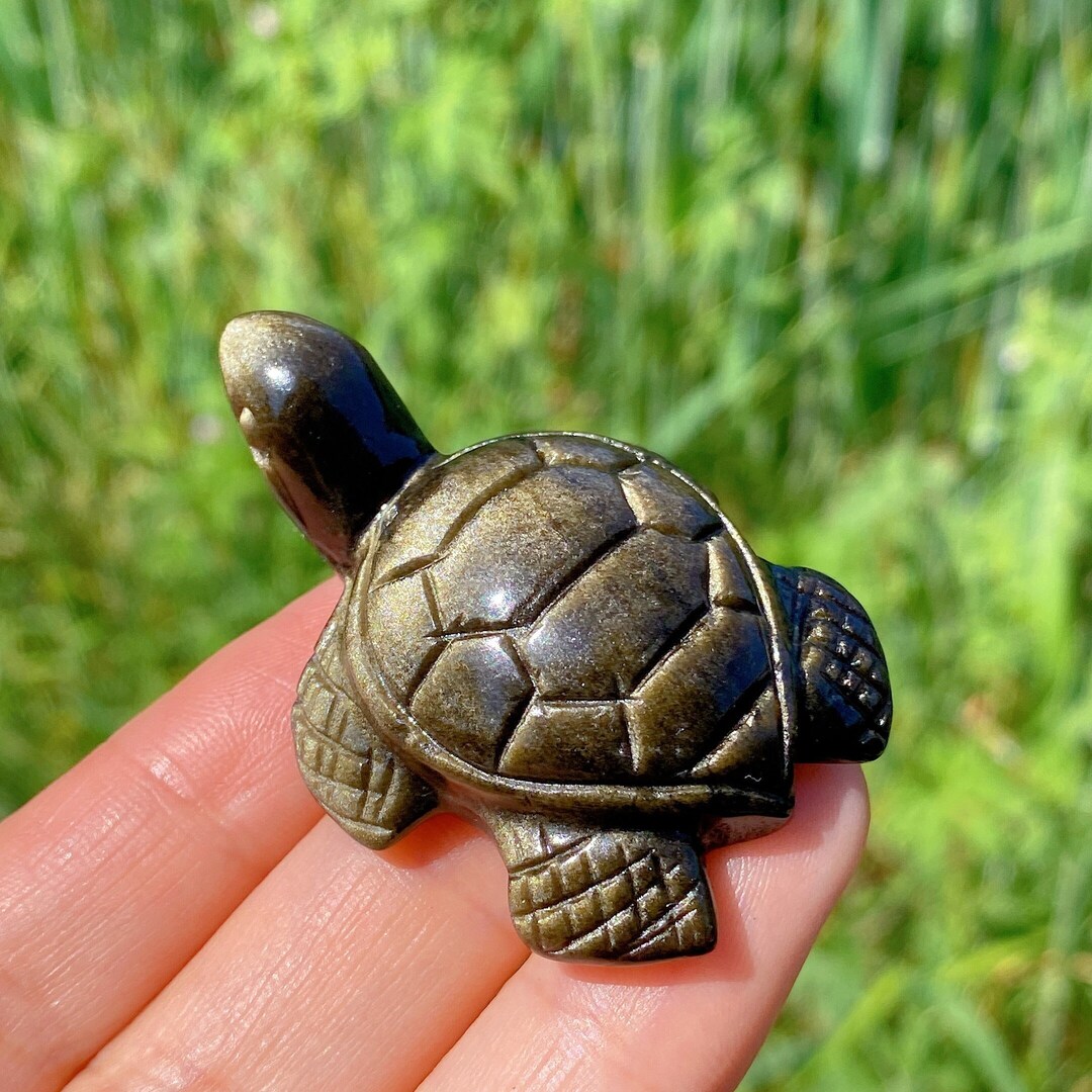 Natural Gold Obsidian Sea Turtle,quartz Crystal Turtle/tortoise,home ...