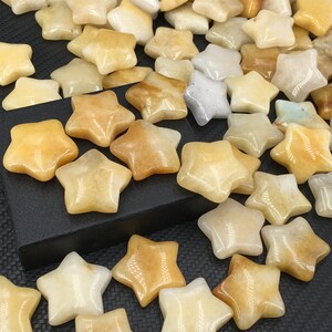 5PC Natural Yellow Jade Quartz Crystal Star,carved Quartz Crystal Stars ...