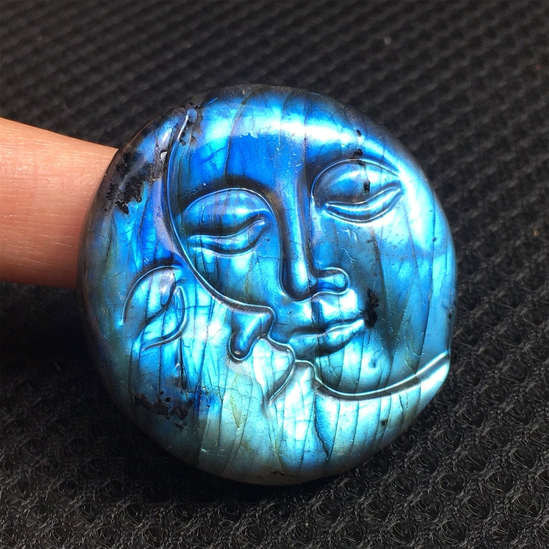 1pc Natural Labradorite Sun Moon,quartz Crystal Sun Moon,crystal Carved ...